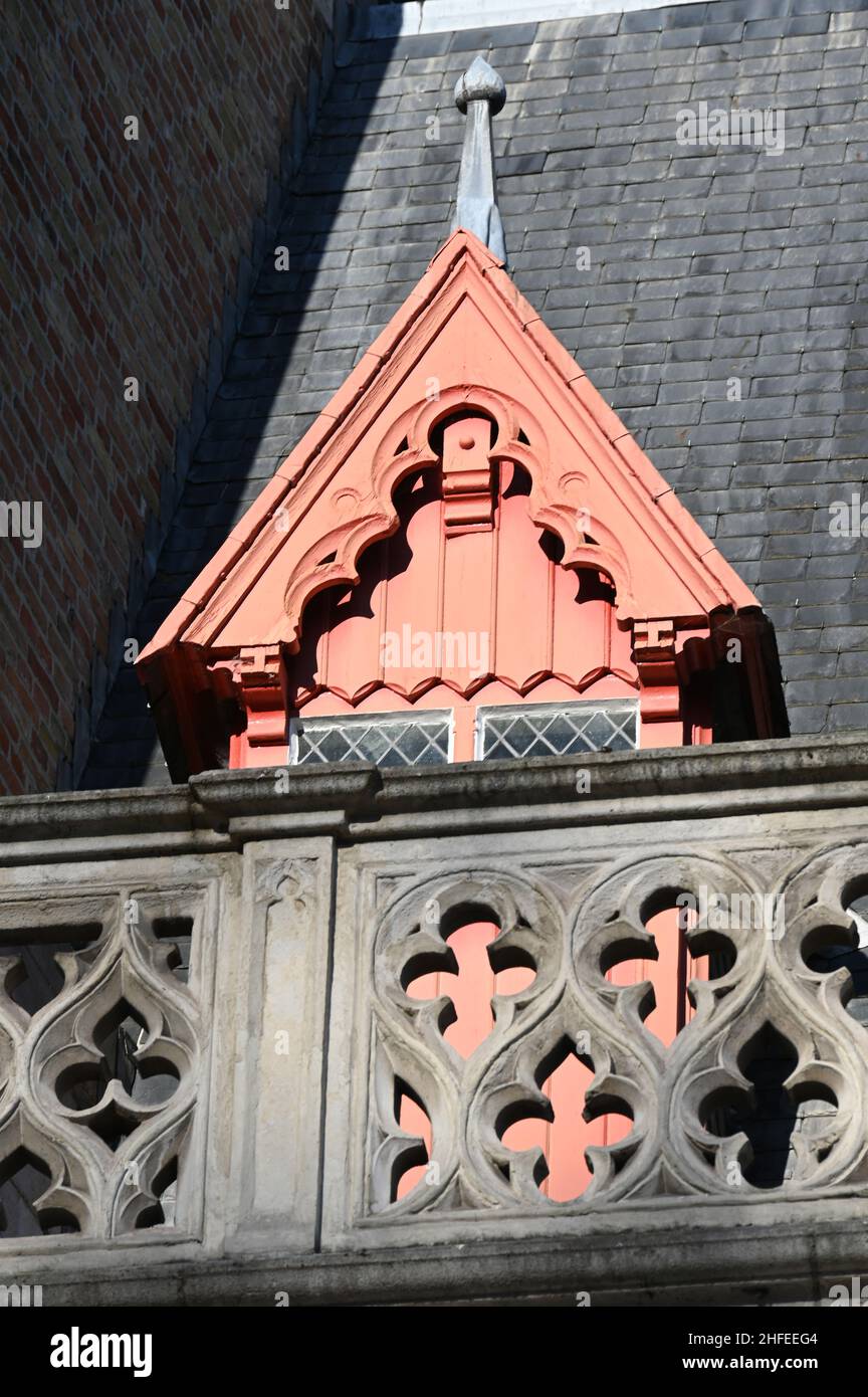 Small dormer in neo-gothic style Stock Photo - Alamy