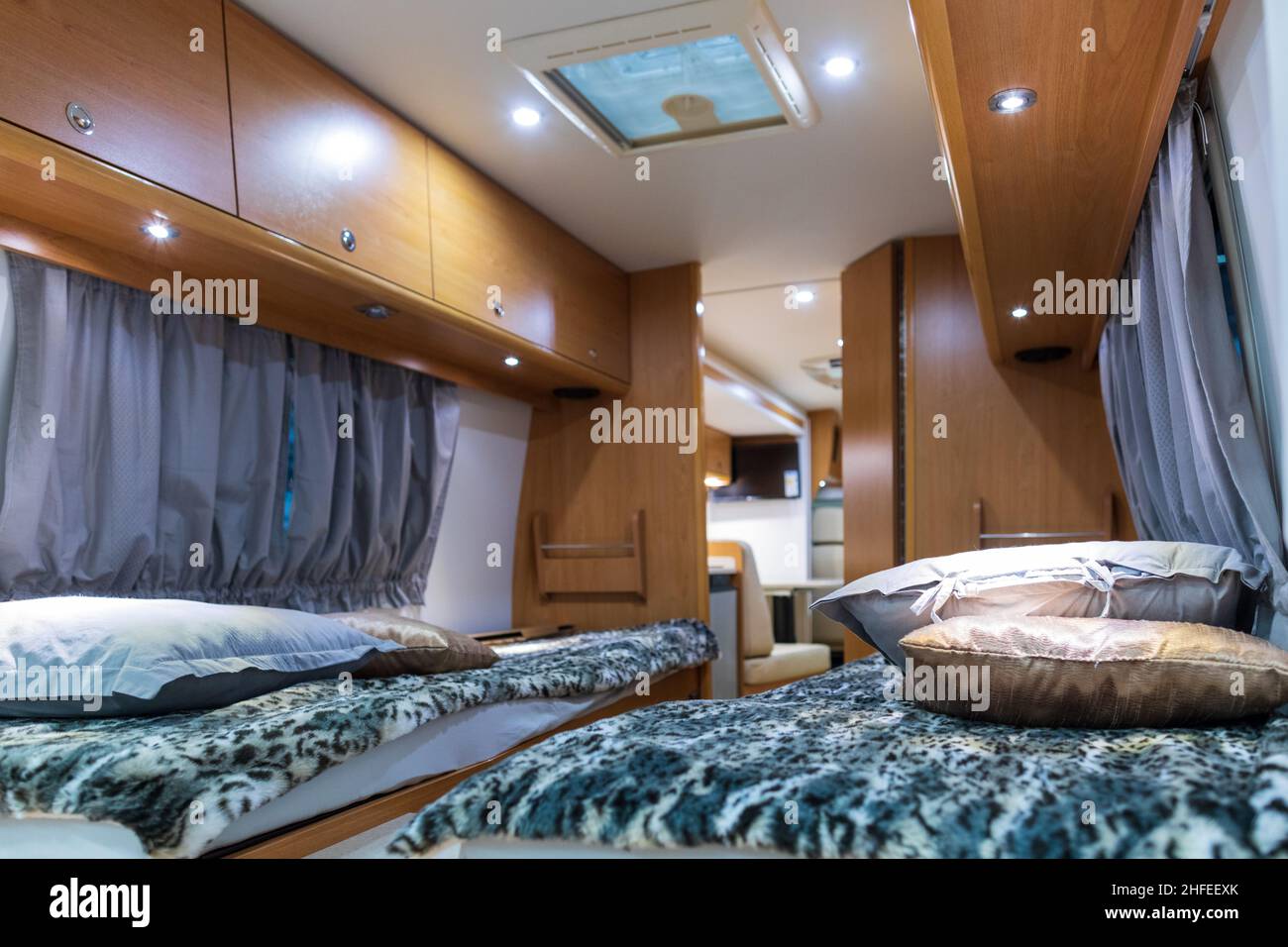 detailed view of interior of a mobile home or camper, Motorhome inside ...