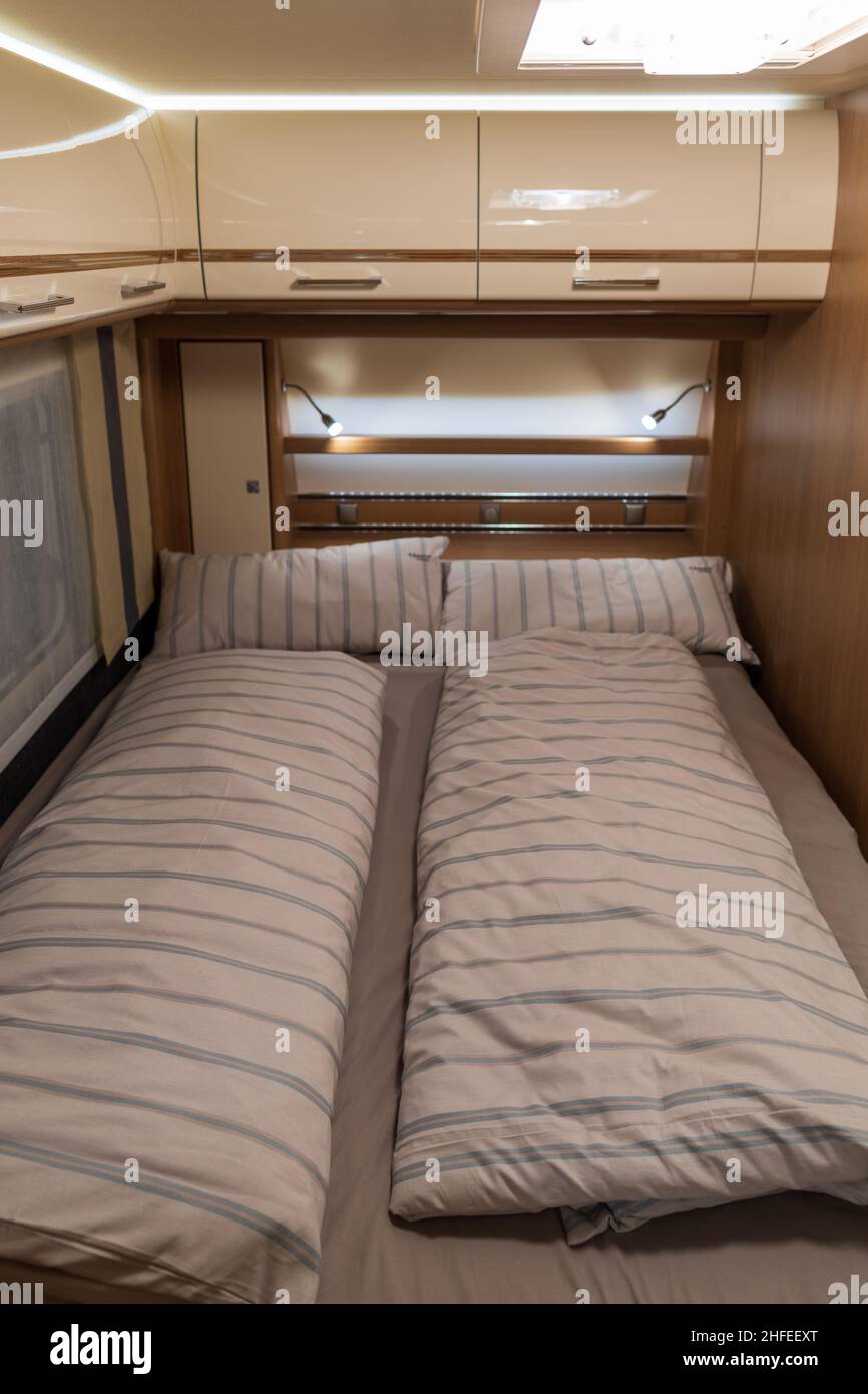 detailed view of interior of a mobile home or camper, Motorhome inside ...