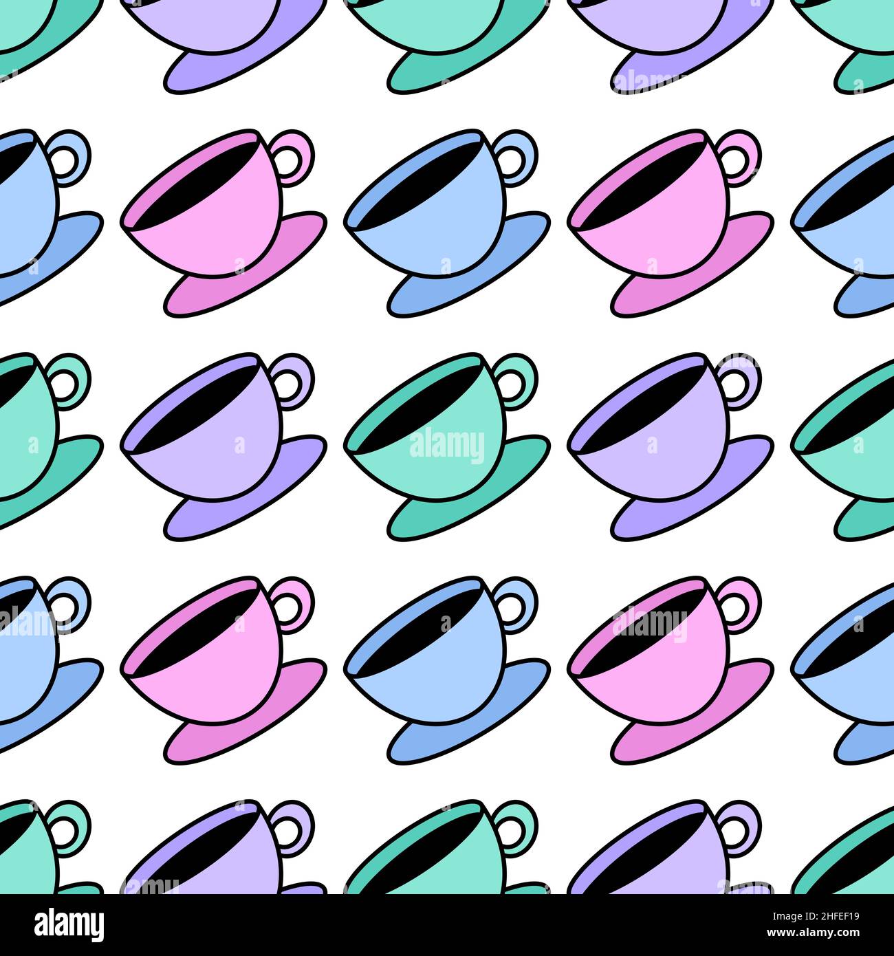 Seamless cup of coffee tea pattern for fabrics and textiles and ...