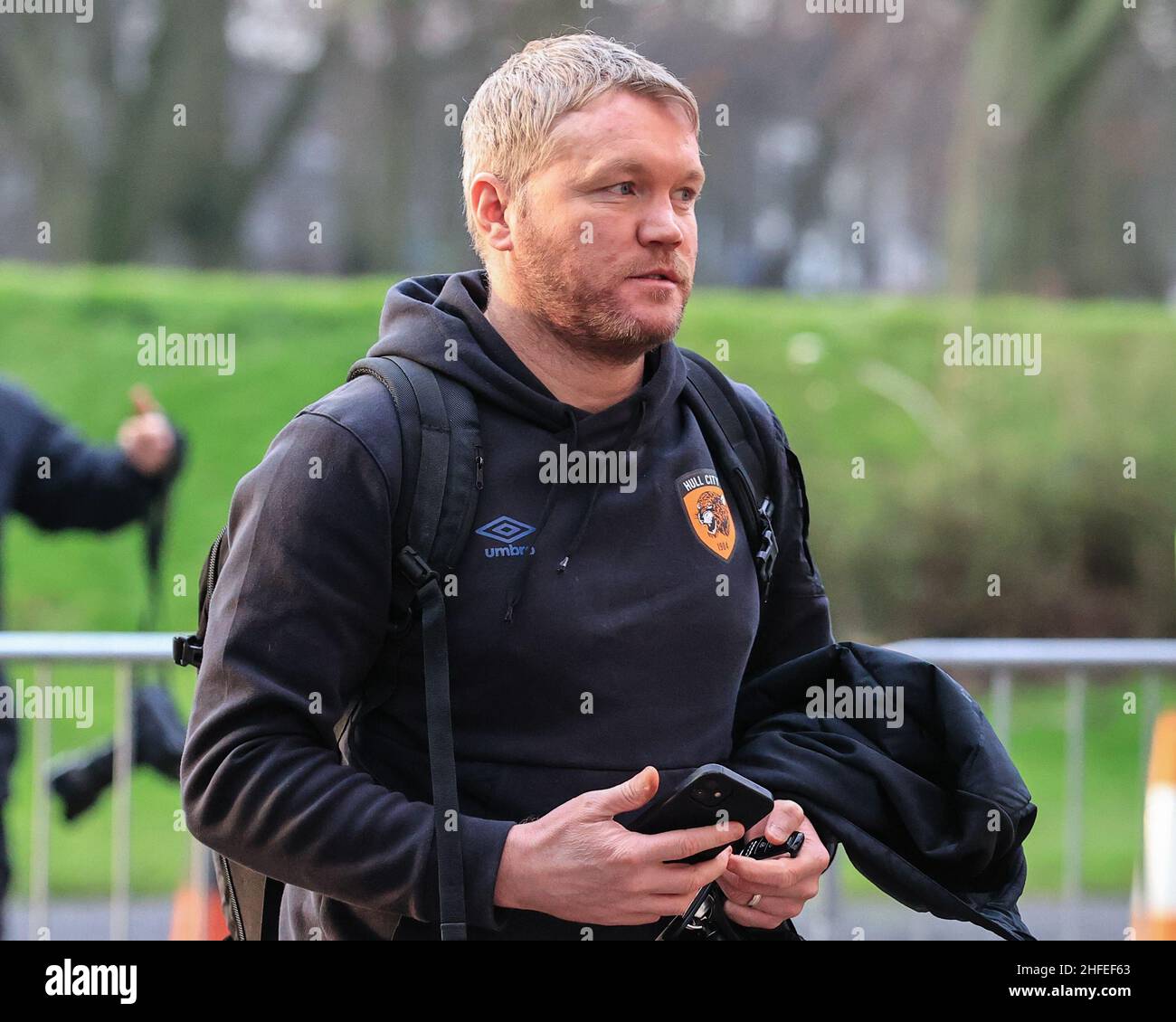 Grant McCann manager of Hull City arrives at the MKM Stadium Stock ...