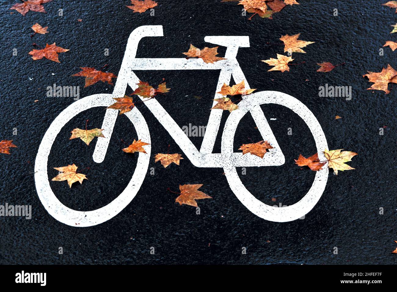 Big white bicycle sign hi-res stock photography and images - Alamy