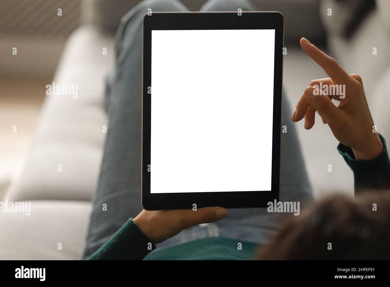 Close up digital computer tablet with mock up screen Stock Photo - Alamy