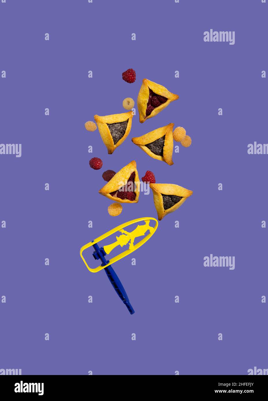 Traditional Purim pastry Jewish triangular hamantashen cookies stuffed ...