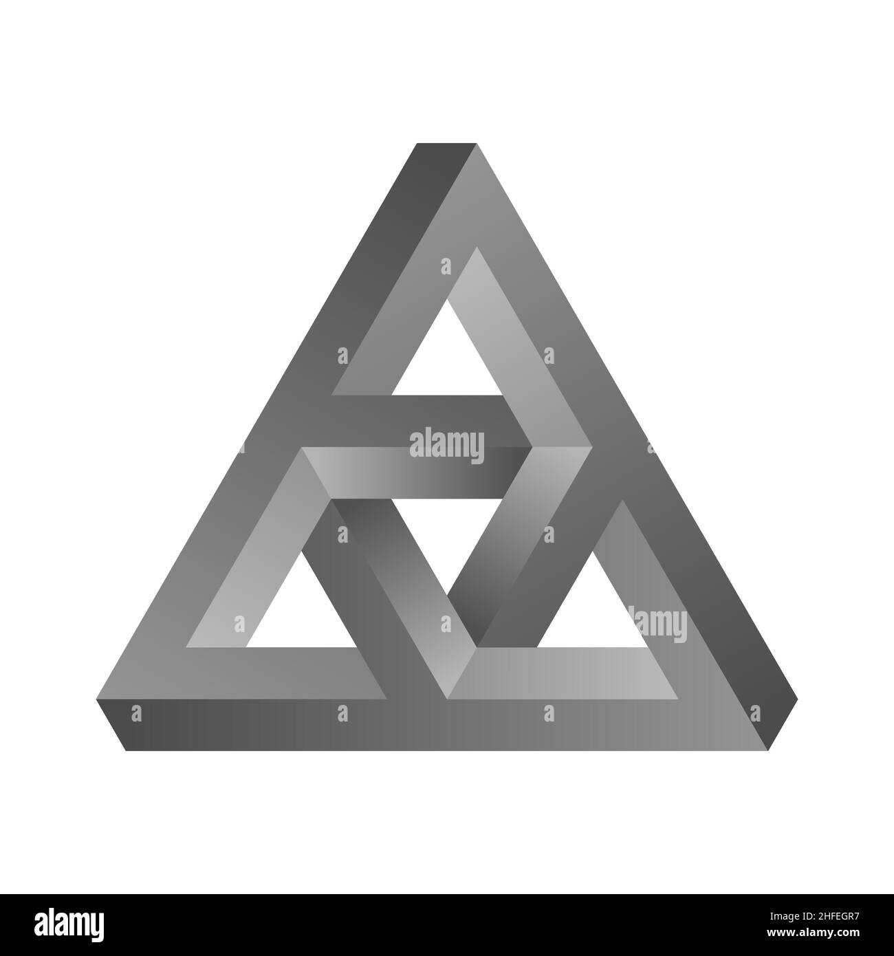 Impossible triangle shape. Silver gradient endless geometric triangular object. Optical illusion ...