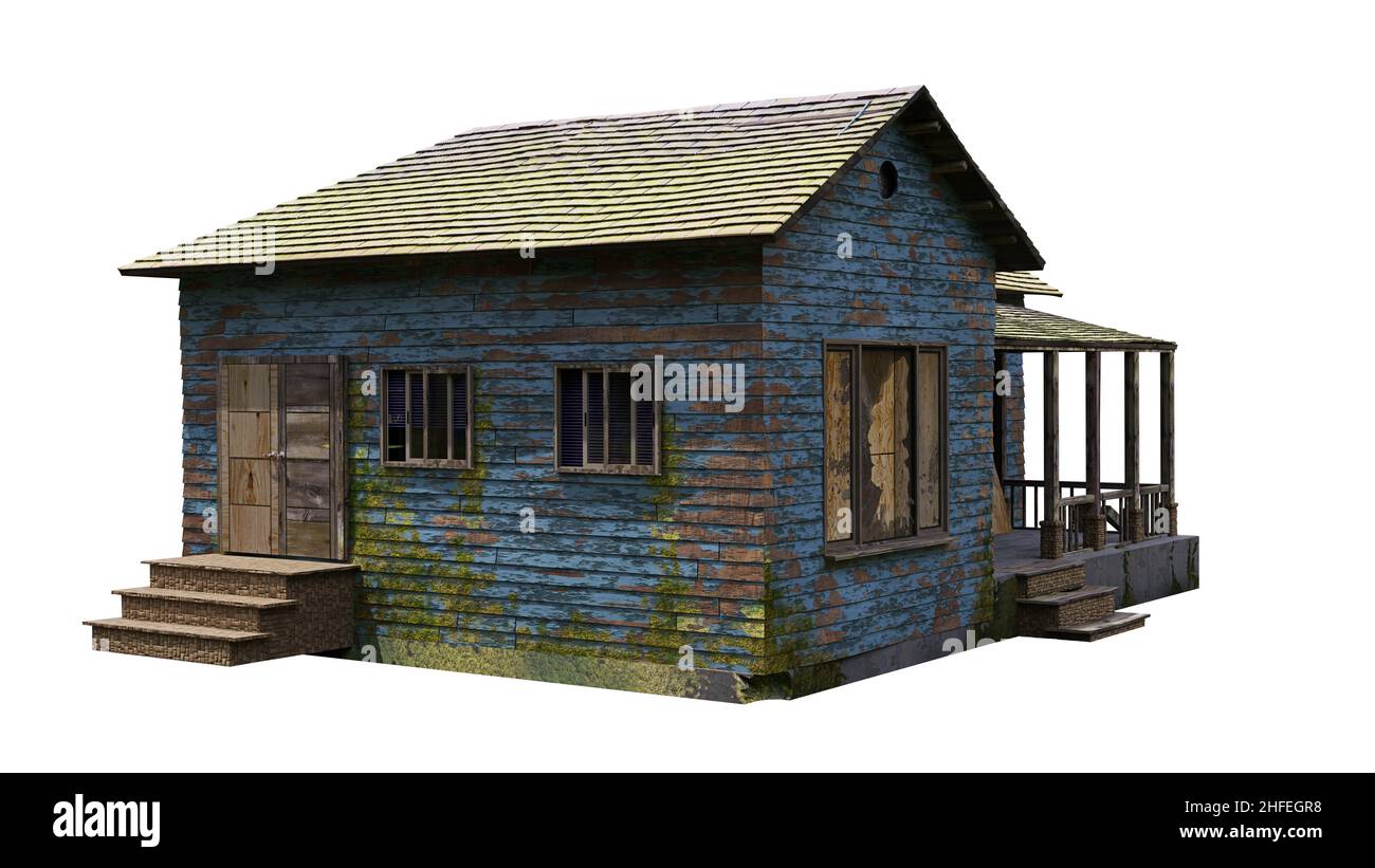 Exterior old damaged house Cut Out Stock Images & Pictures - Alamy