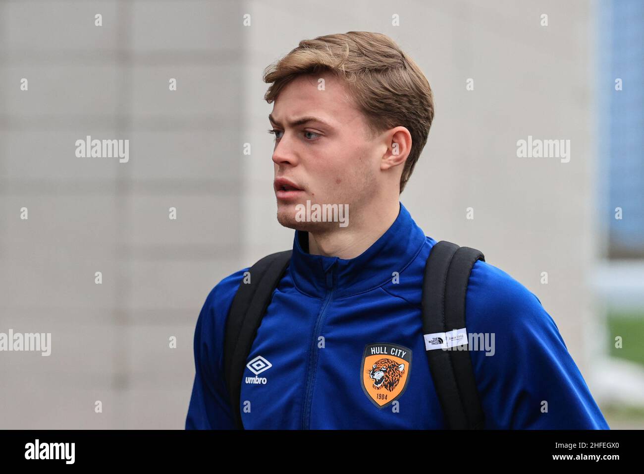 Harvey Cartwright #32 of Hull City arrives at the MKM Stadium Stock ...