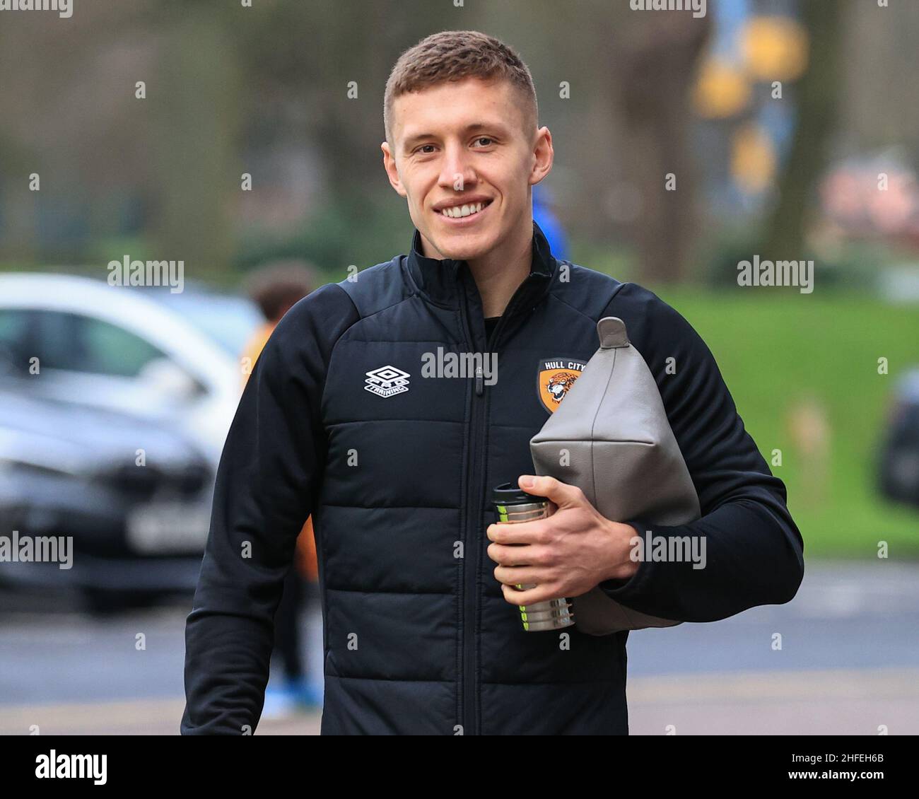 Greg Docherty #8 of Hull City arrives at the MKM Stadium Stock Photo ...