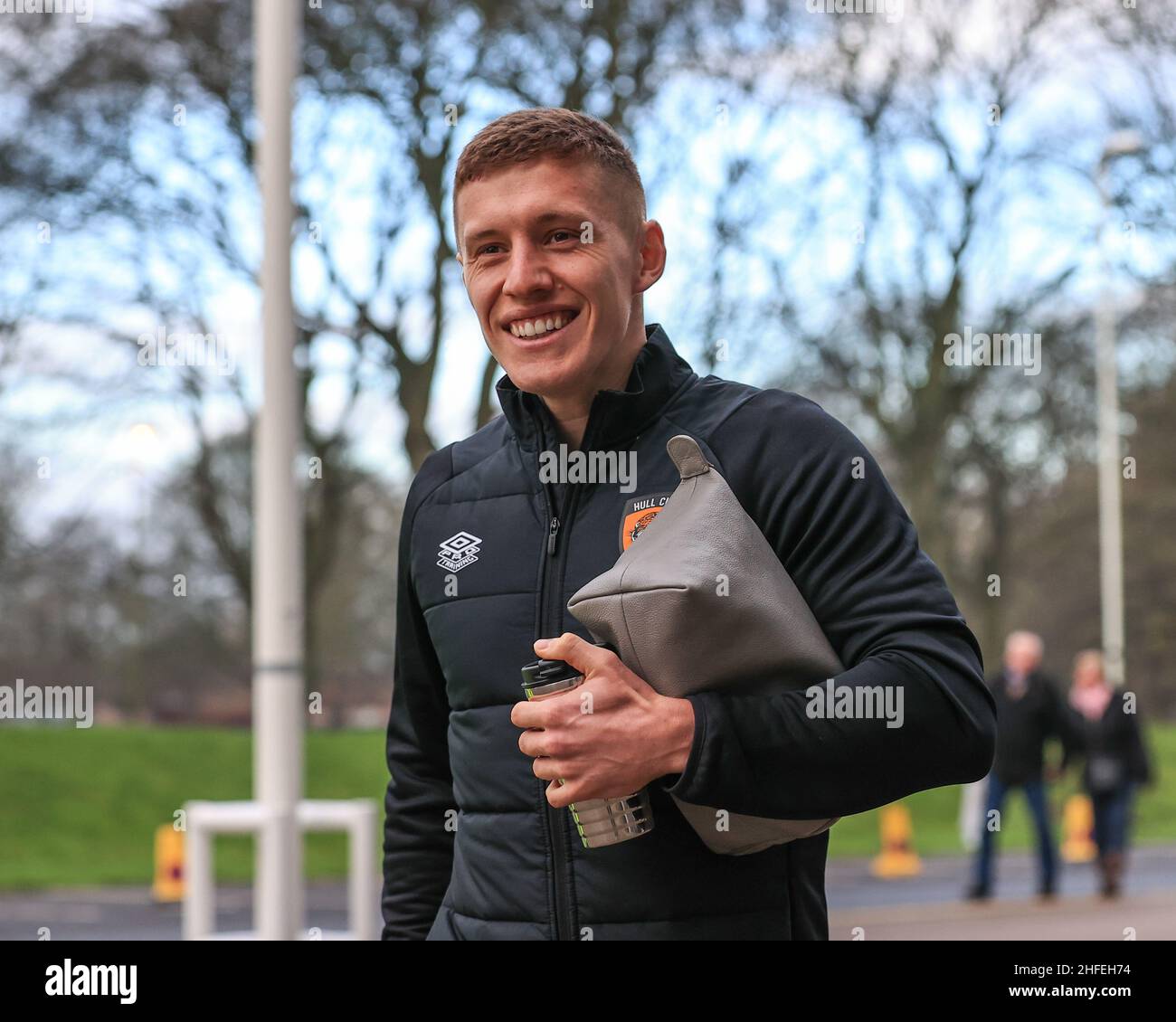 Greg Docherty #8 of Hull City arrives at the MKM Stadium Stock Photo ...