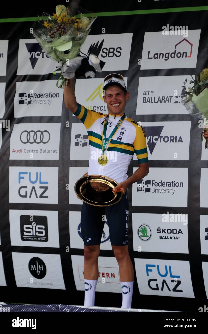 Ballarat, Australia, 16 January, 2022. Winner Lucas Plapp on the podium ...