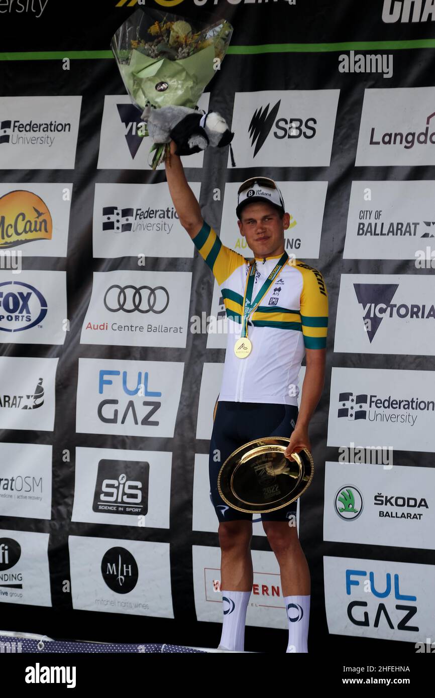 Ballarat, Australia, 16 January, 2022. Winner Lucas Plapp on the podium ...