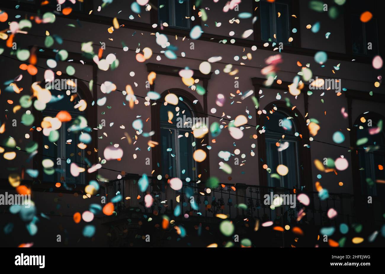 background of confetti in the air celebration in the city Stock Photo ...