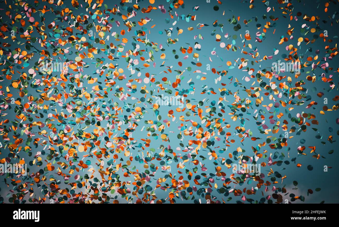 background of confetti in the air celebration in the city Stock Photo ...
