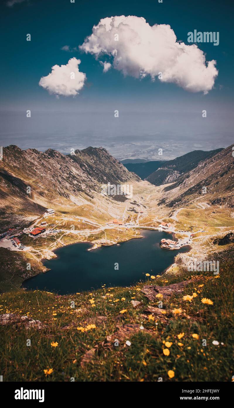 aerial view of Balea lake Fagaras mountains Romania Stock Photo - Alamy