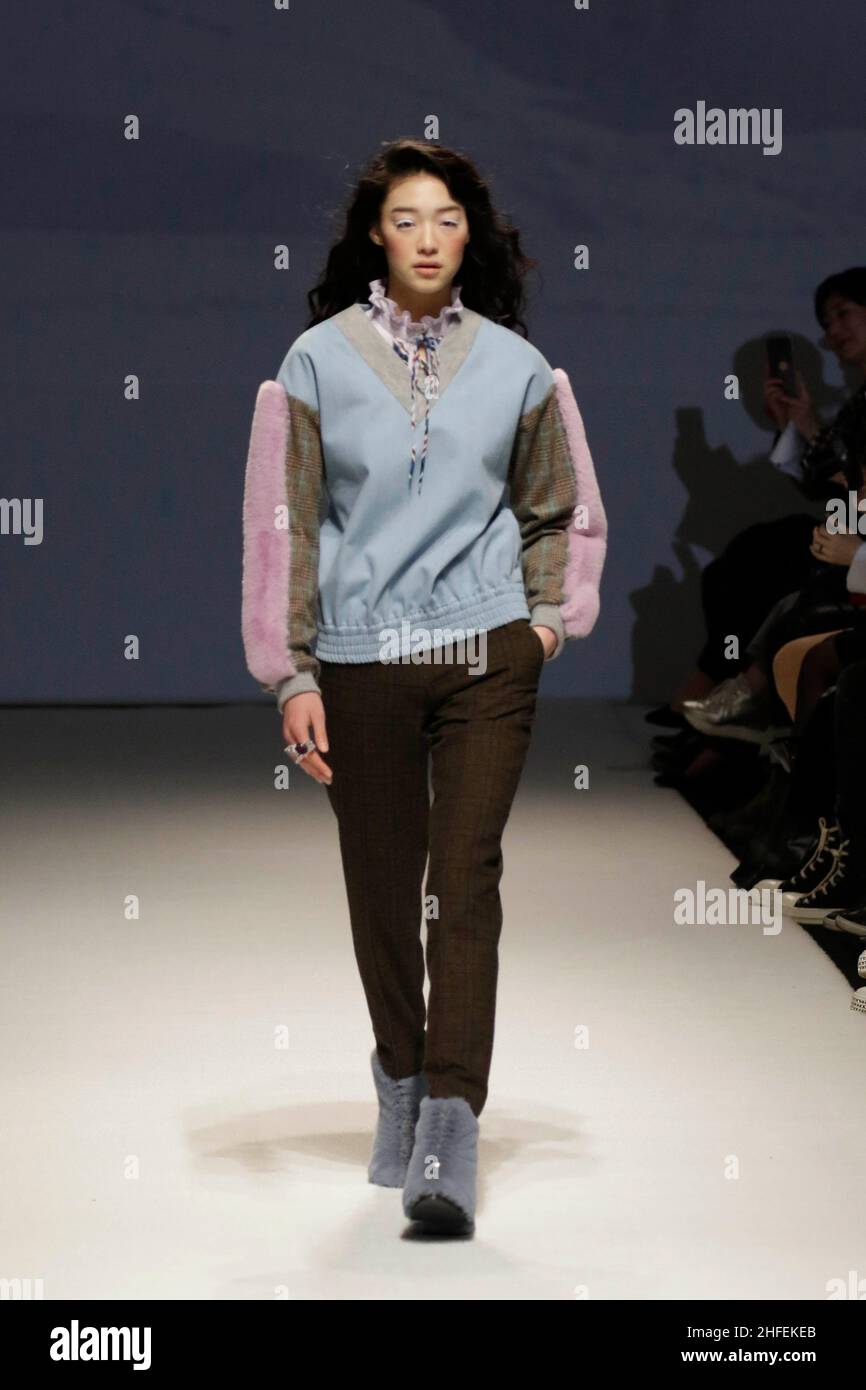 March 23, 2018-Seoul, South Korea-Models cat walk on the runway during an 2018 F/W Seoul Fashion ...
