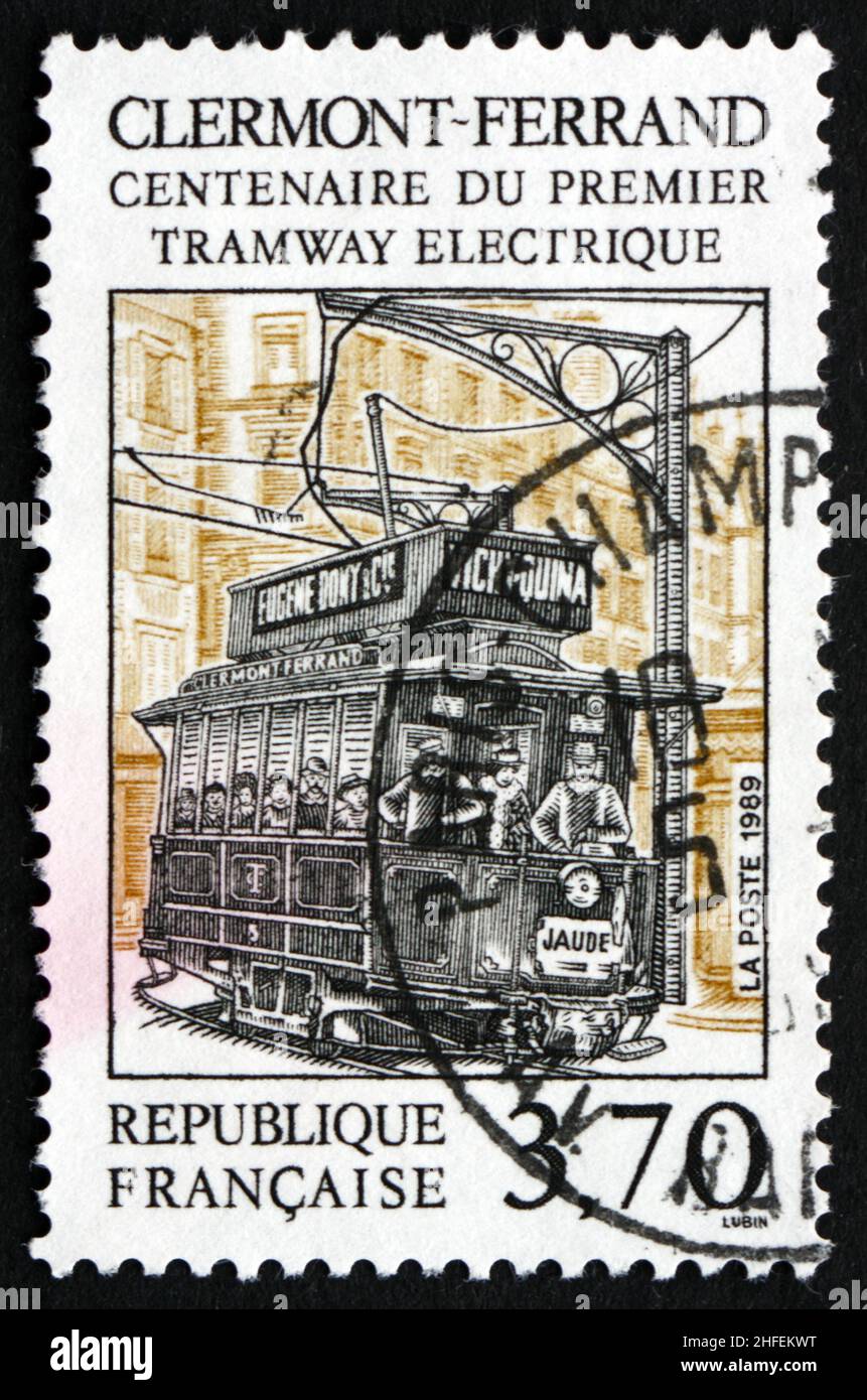 FRANCE - CIRCA 1989: a stamp printed in the France shows Clermont ...