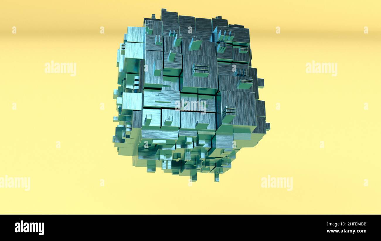 Intro 3d metal cube Futuristic background 3d render Stock Photo - Alamy