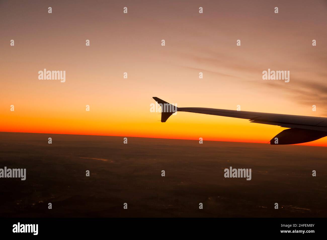 wing of aircraft in the sky Stock Photo - Alamy