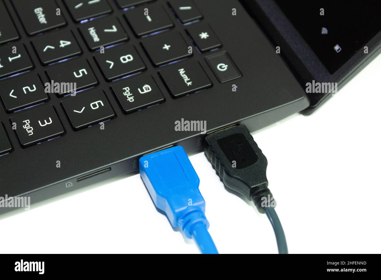 Cables and wires connected to the computer. Internet network cables ...