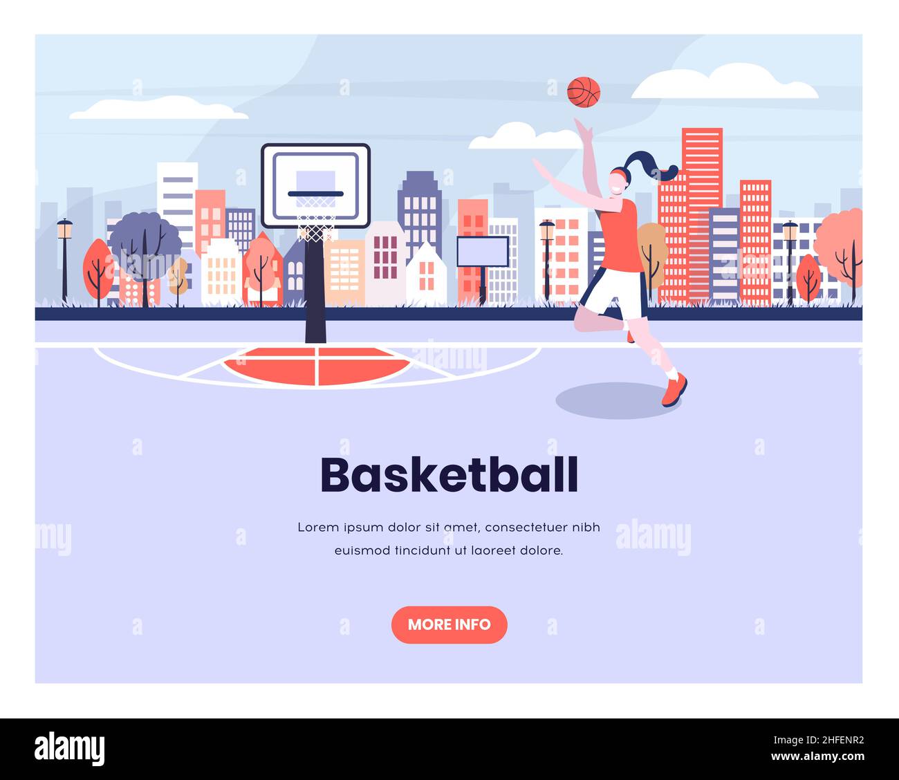 Girl plays basketball with urban city background. Woman player, sport ...