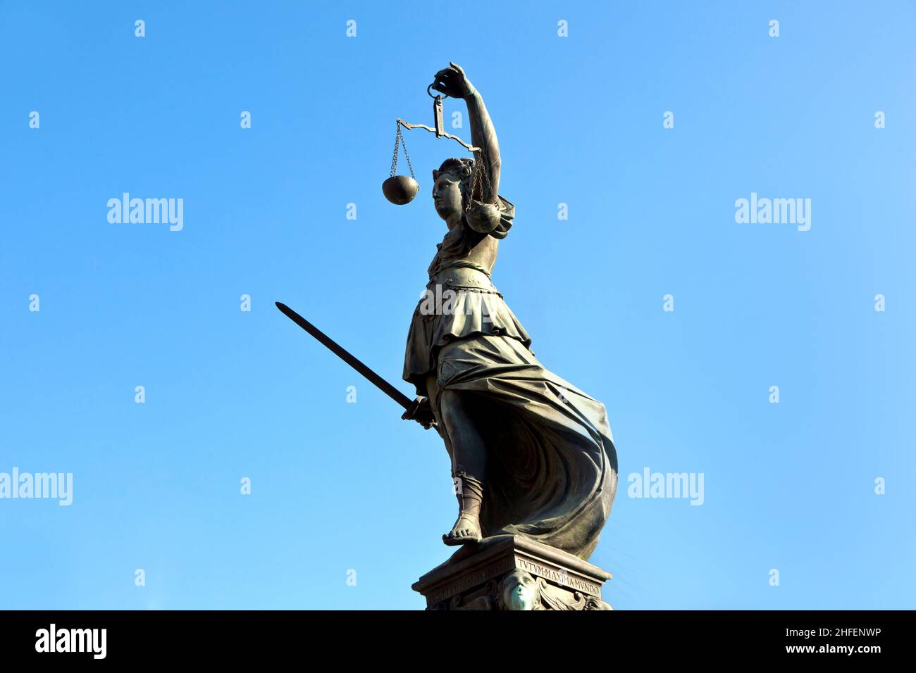 Statue of Lady Justice in front of the Romer in Frankfurt - Germany ...