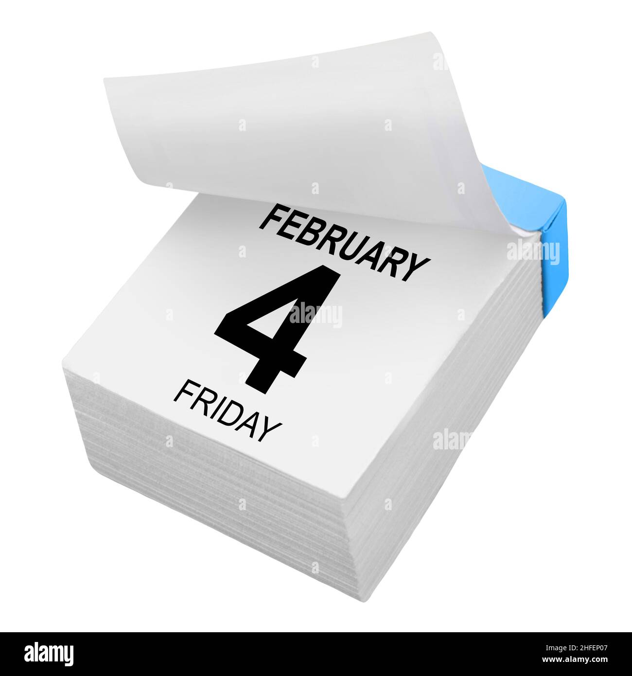 Calendar 2022 February 4 Friday Isolated On White Background Stock