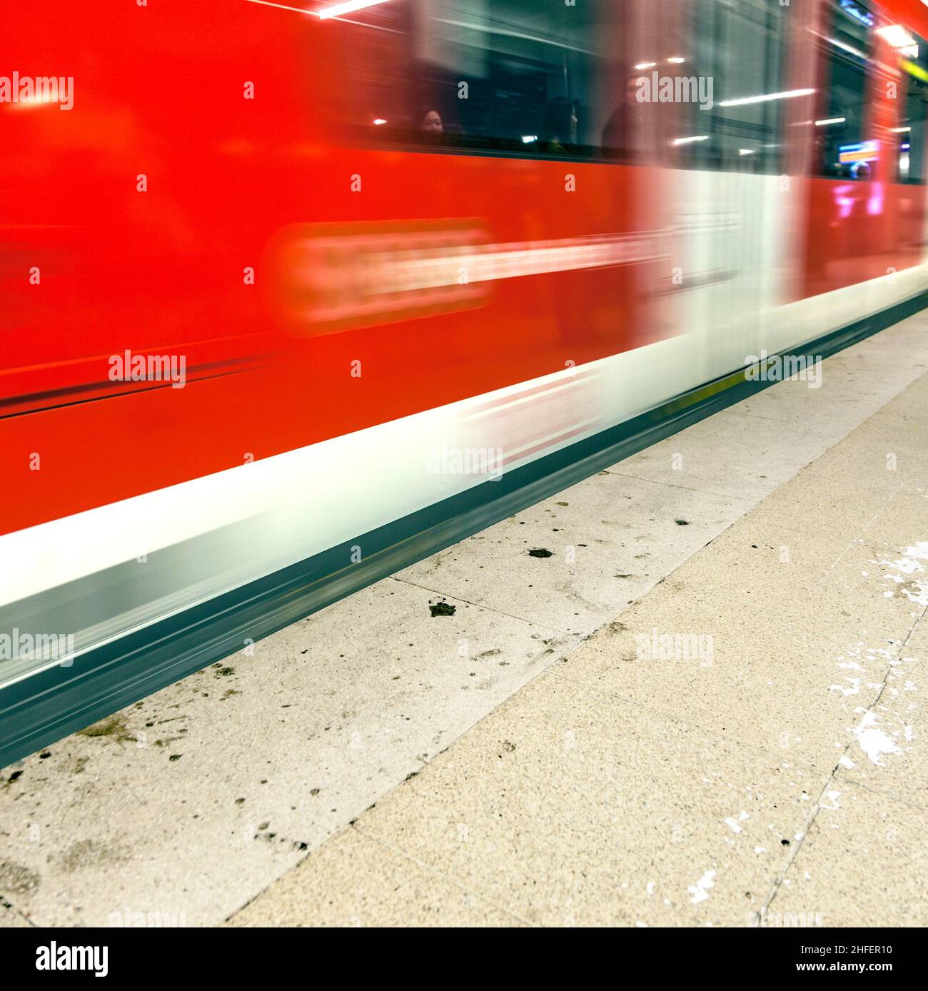 departing, arriving subway as speed symbol in the underground station ...