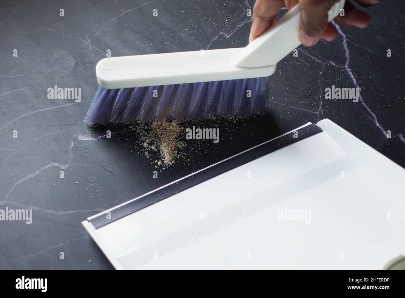 floor dust with dust pan close up Stock Photo - Alamy