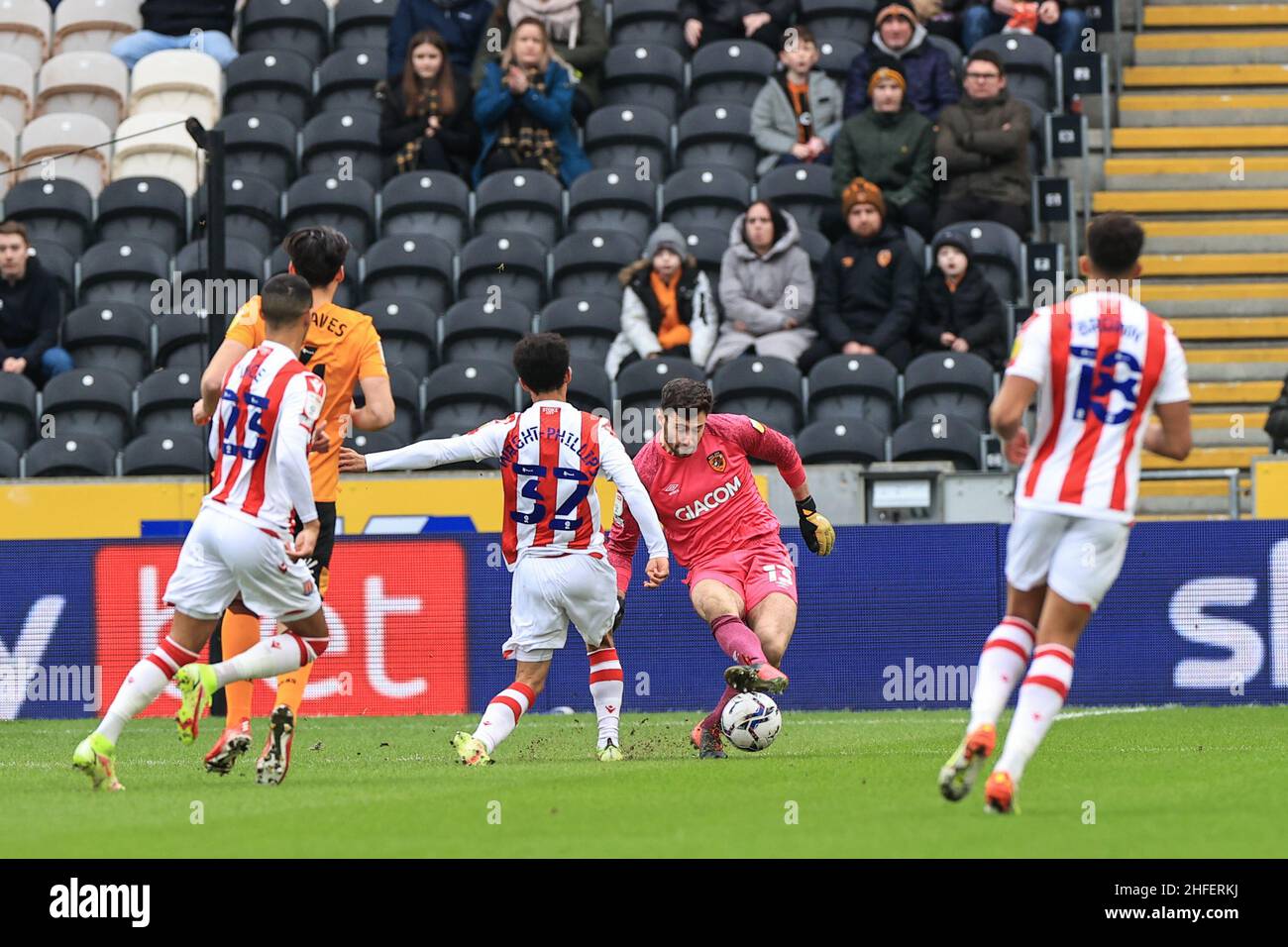Nathan Baxter #13 of Hull City comes out to clear the ball from D ...