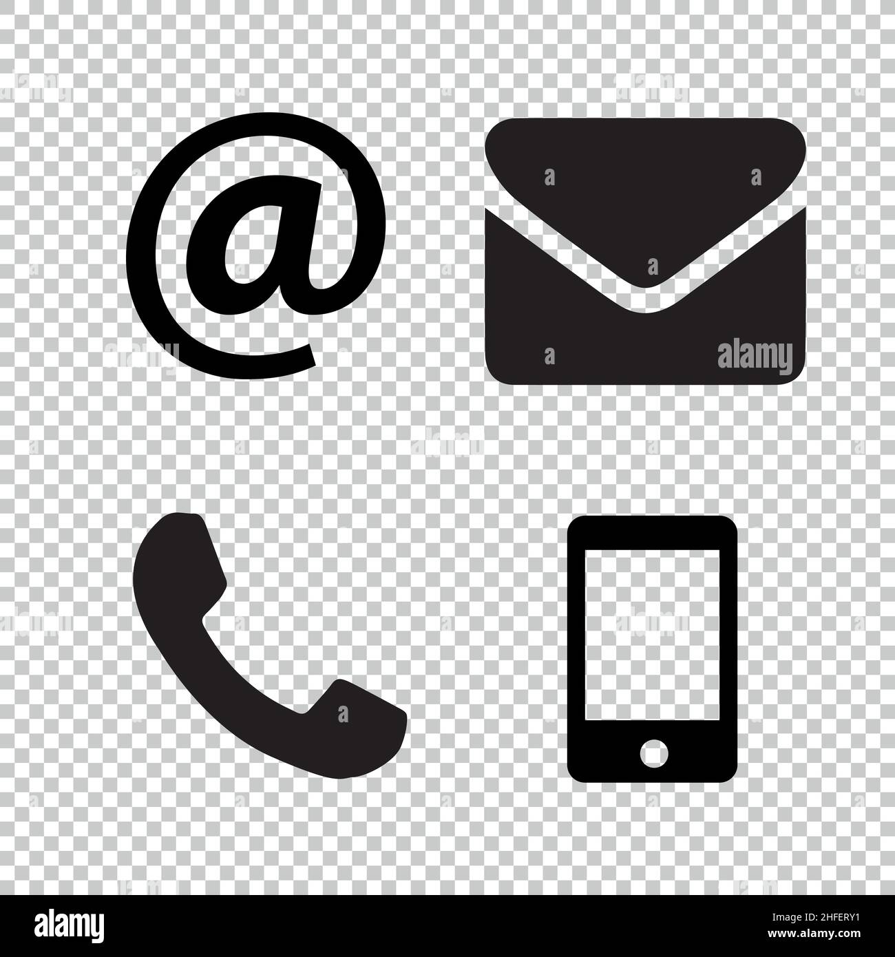 Contact icons in set on white background. Retro phone, mail, at symbol ...