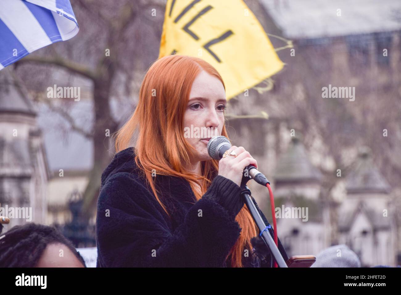 London, UK 15th January 2022. Activist Patsy Stevenson, who was ...