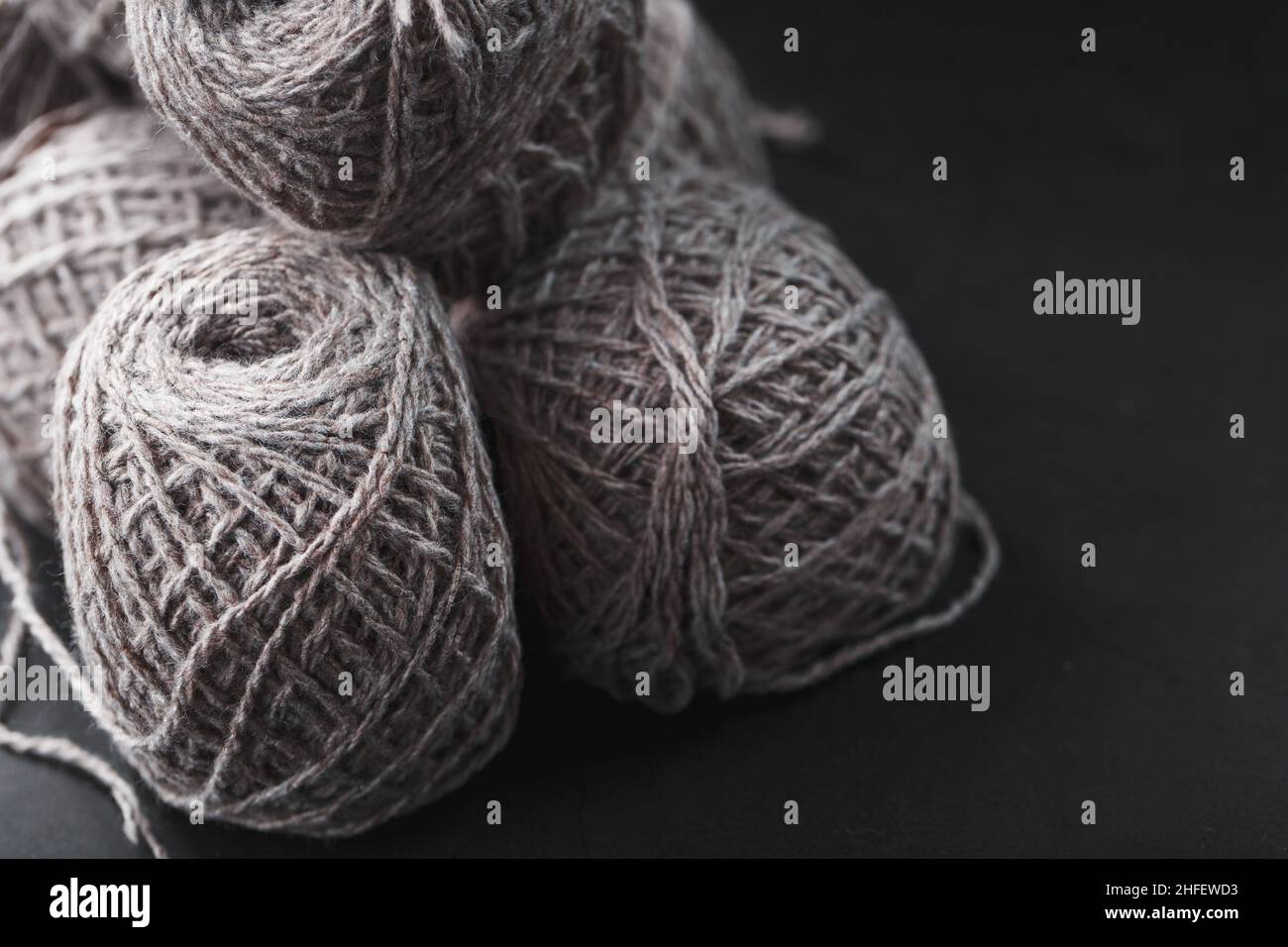 Light brown wool yarn made of threads in tangles. Needlework Stock ...