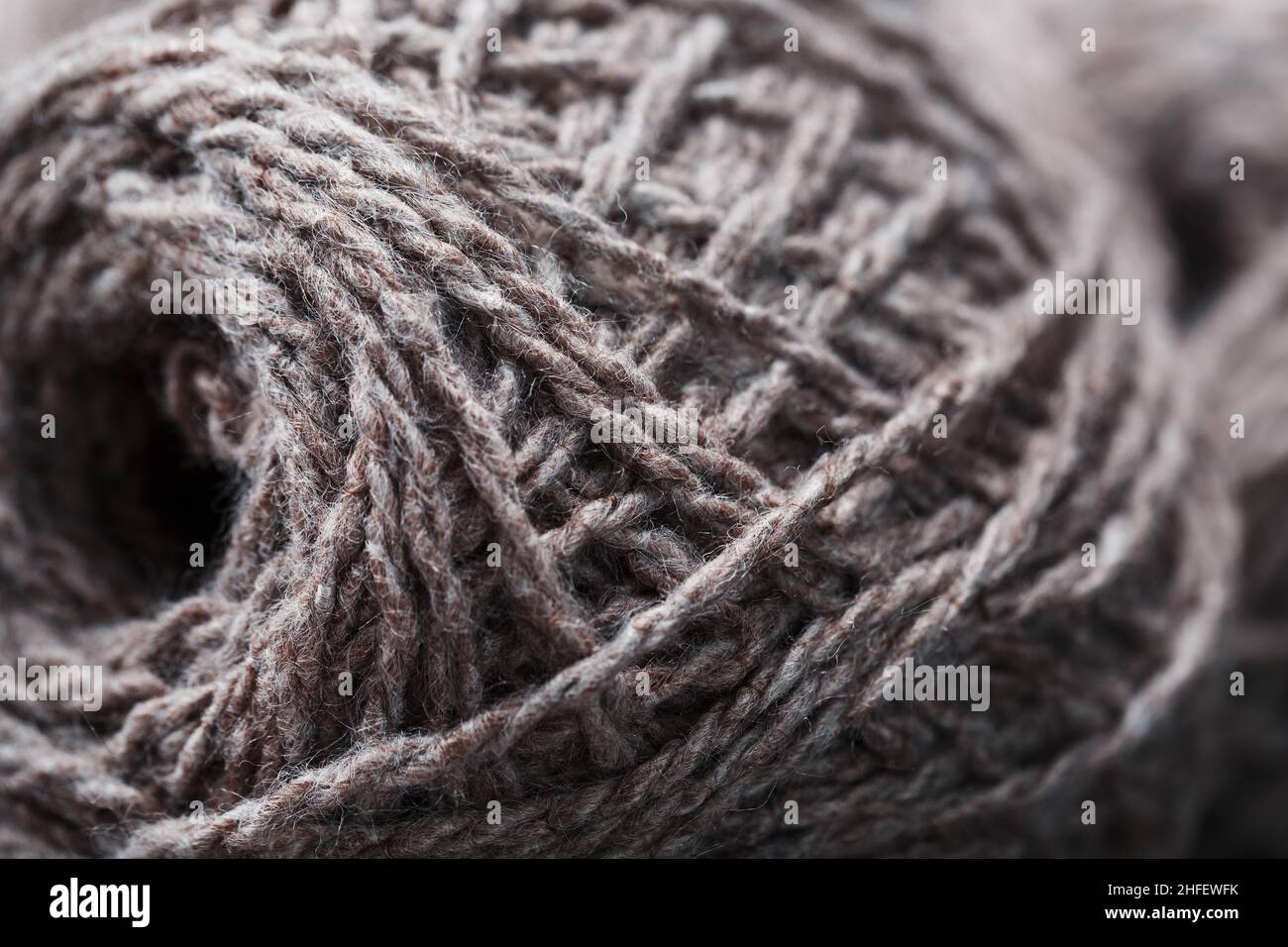Light brown wool yarn made of threads in tangles. Needlework Stock ...
