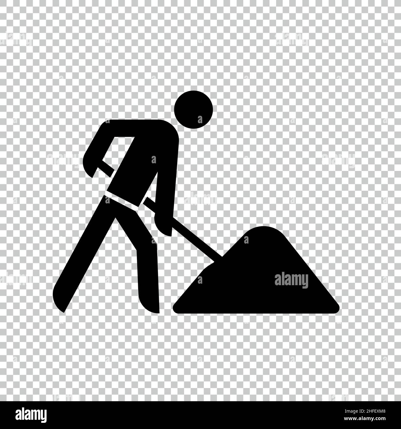 under construction woker road sign on checked transparent background ...