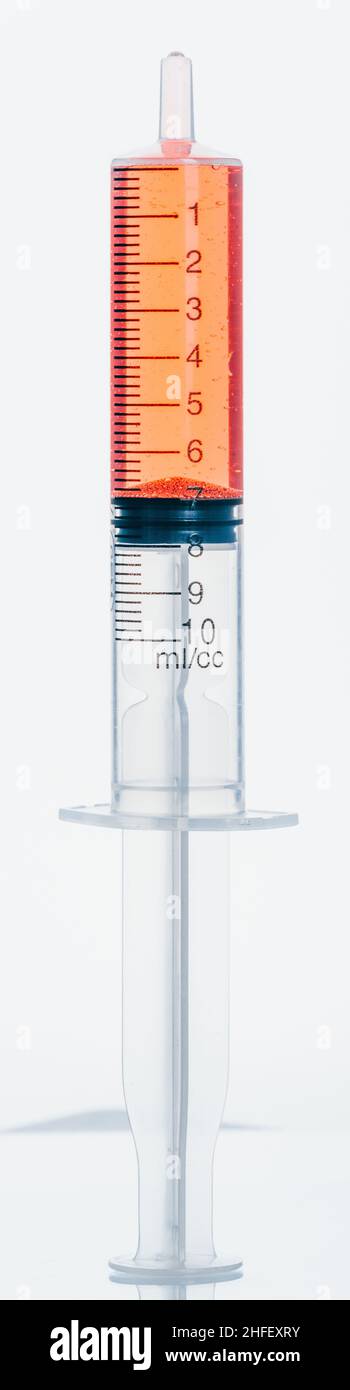 Medical Syringe with needle isolated on white, macro shooting. Isolated ...