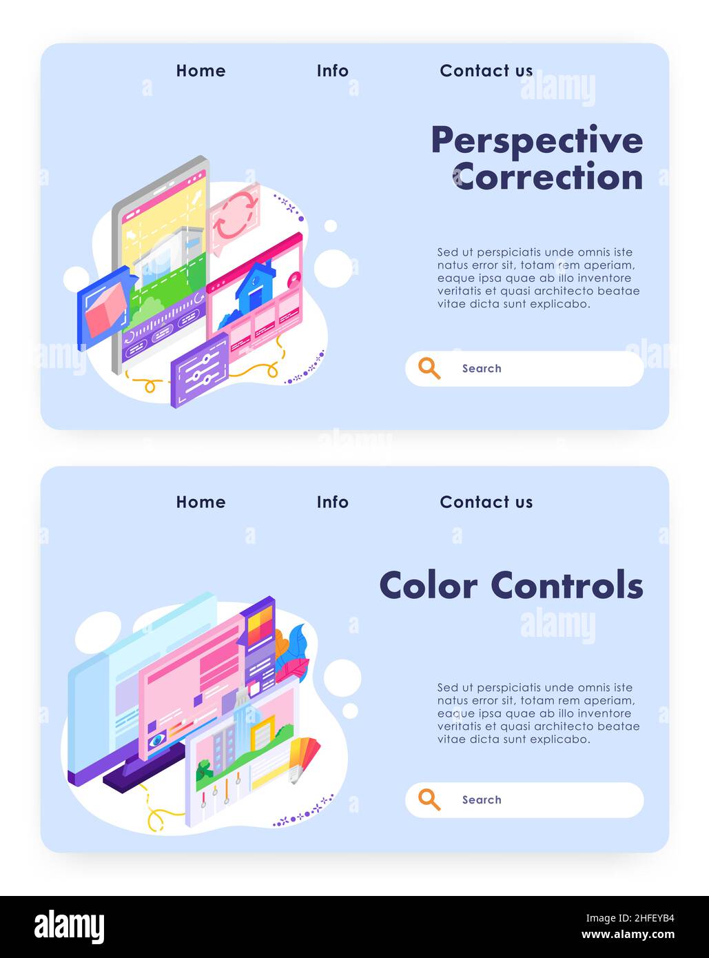 House architect design and colors control. Vector web site design ... House architect design and colors control. Vector web site design ...