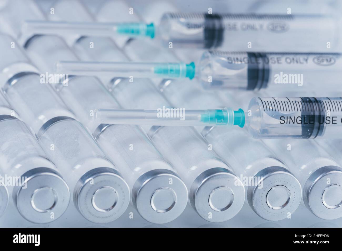 Medicine, Injection, vaccine and disposable syringe, drug concept ...