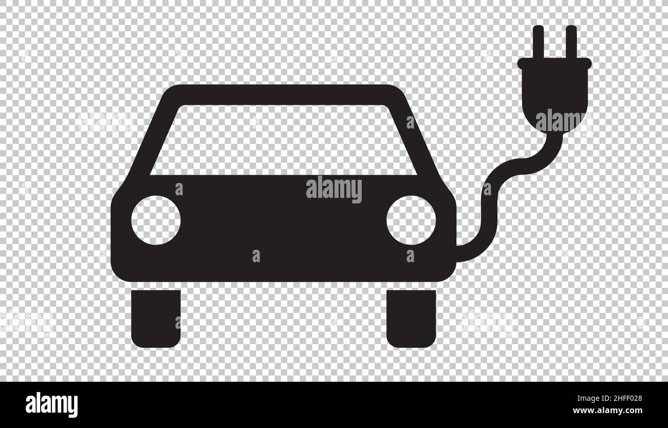 Electric car icon. Electrical automobile cable contour and plug ...