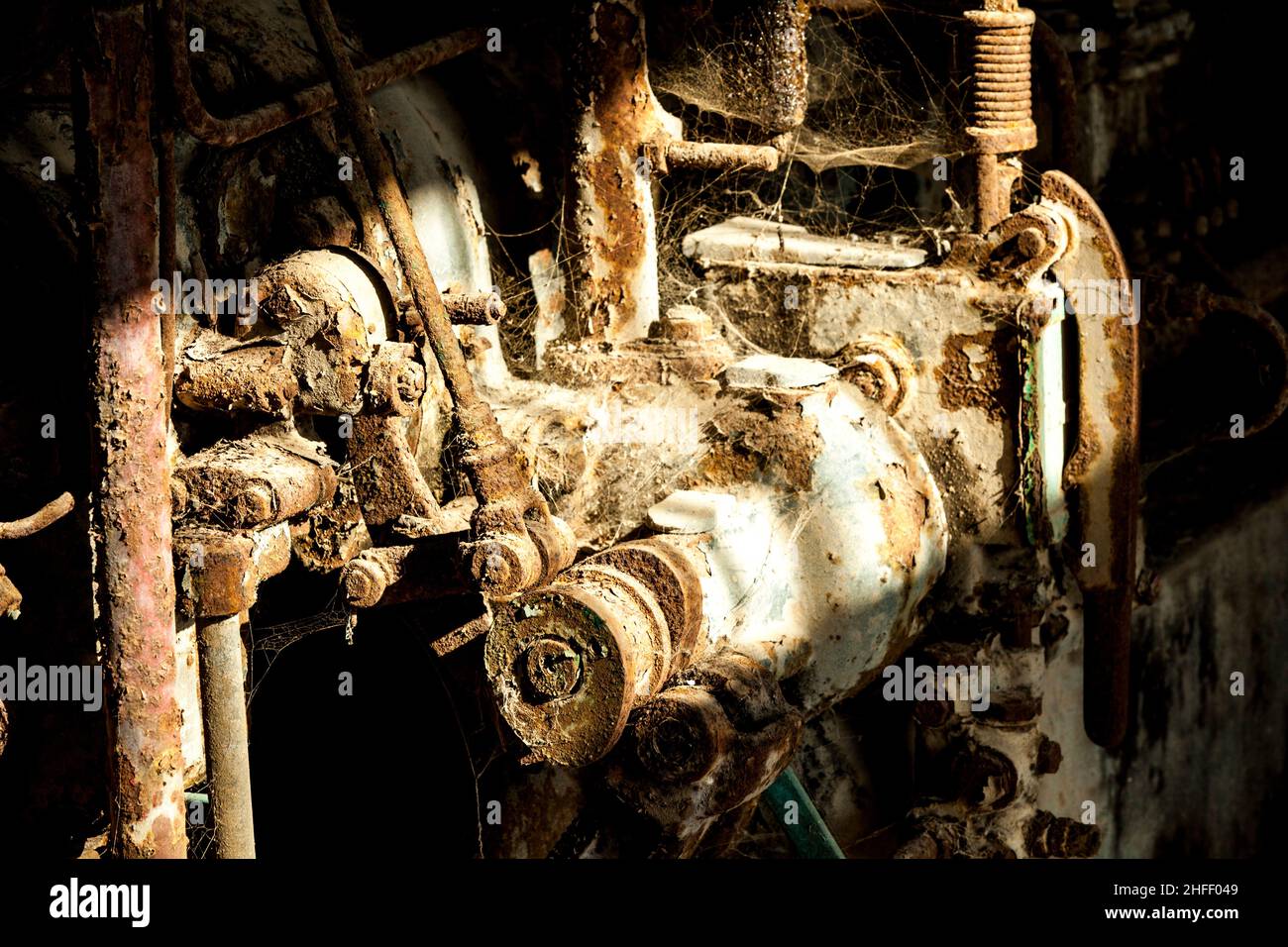 rusty machine in old rotten refinery station Stock Photo - Alamy