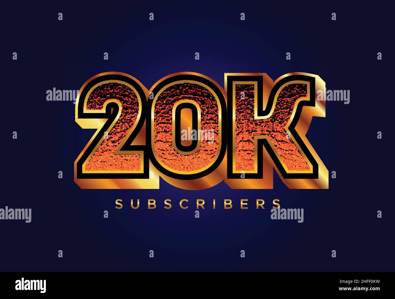 3d golden 20k subscribers social media celebration design. Vector ...