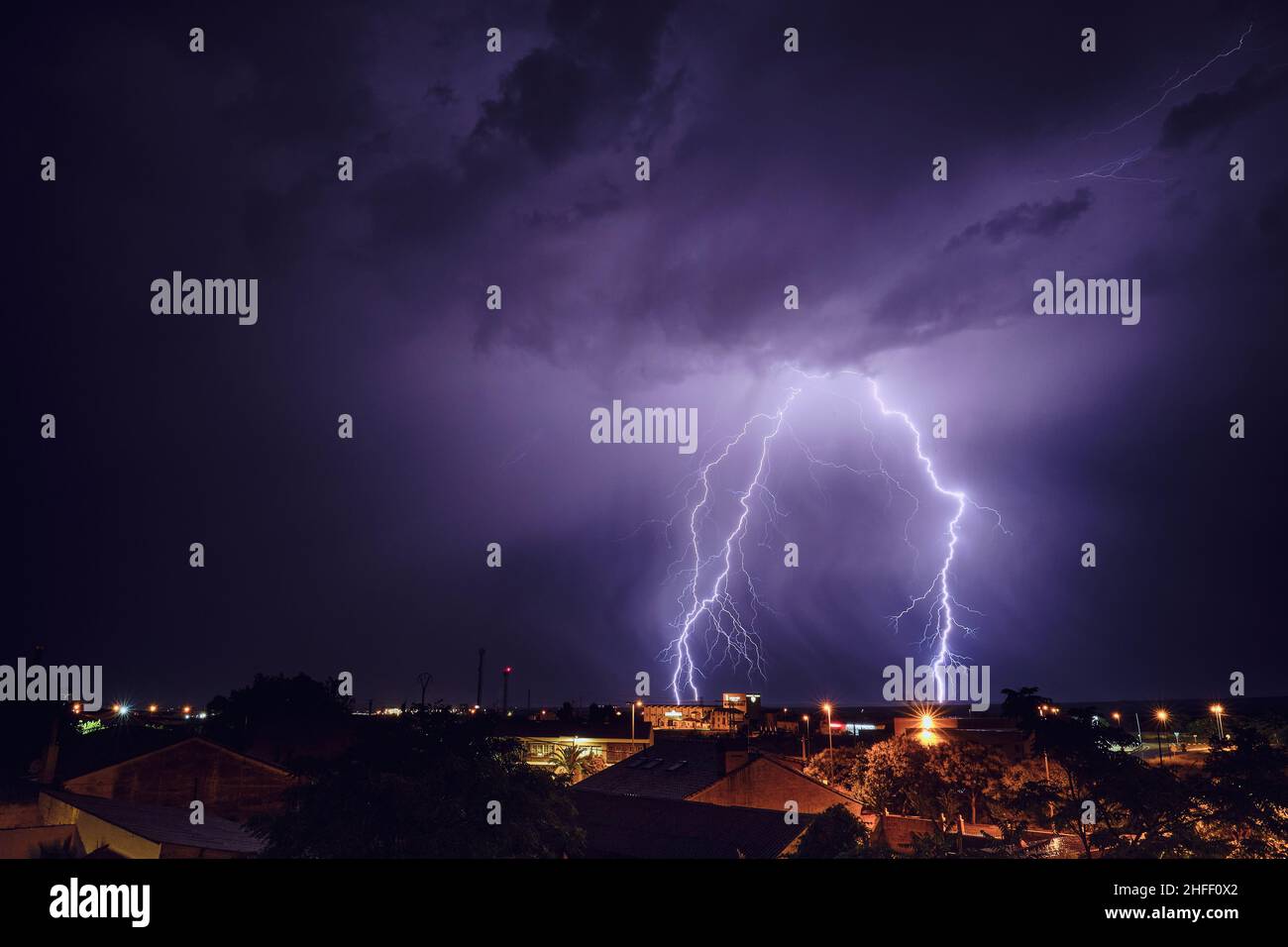 Stormy night full of lightning Stock Photo - Alamy