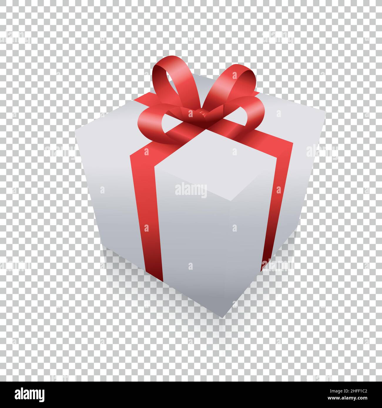 Gift box with red ribbon isolated on transparent background. Vector ...