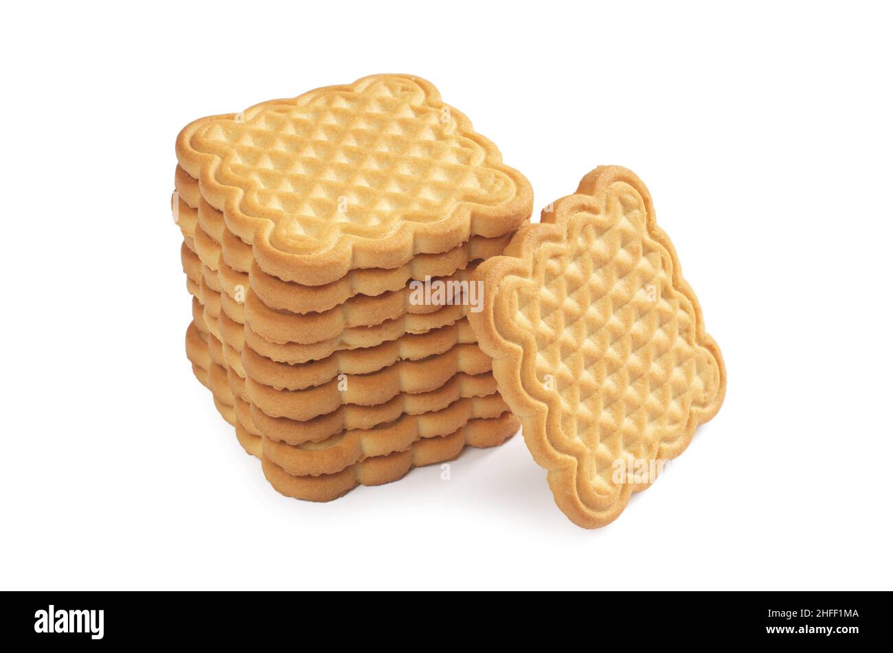 Stack of vanilla square cookies on white background Stock Photo - Alamy