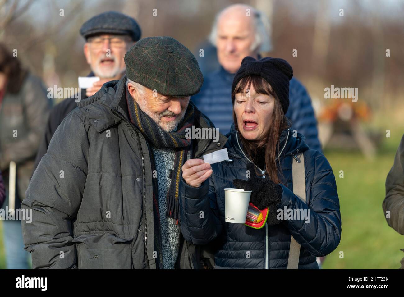 Willingham Cambridgeshire 16th January 2022. Villagers celebrate the ...