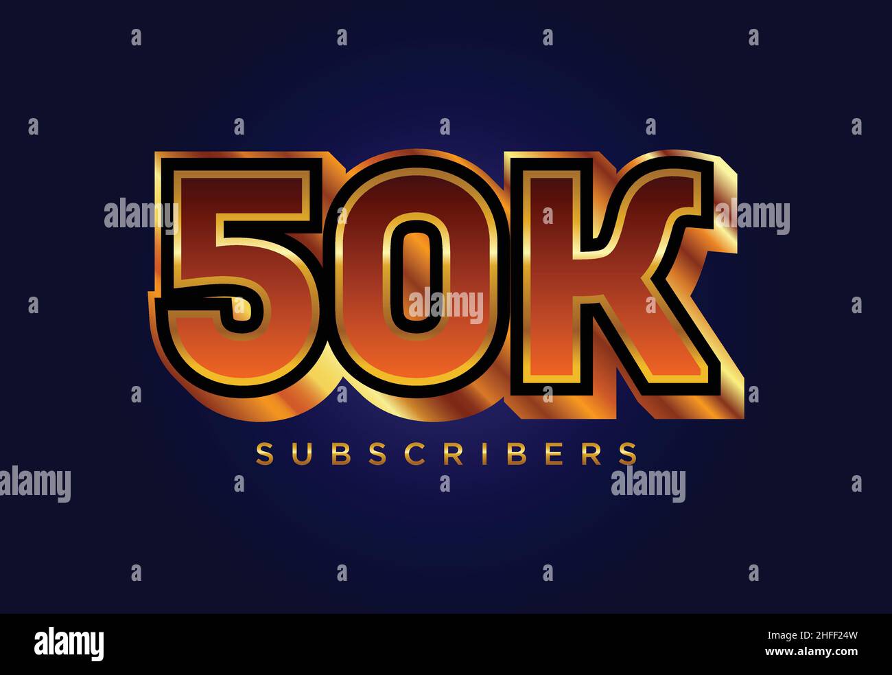 3d golden 50k subscribers social media celebration design. Vector ...