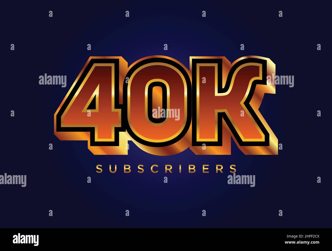 3d Golden 40k Subscribers Social Media Celebration Design Vector
