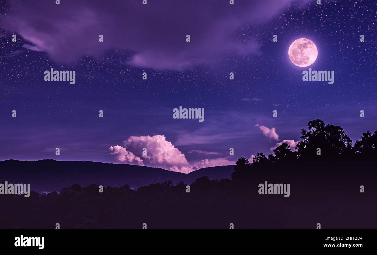 Beautiful Backgrounds Moon Over Mountains