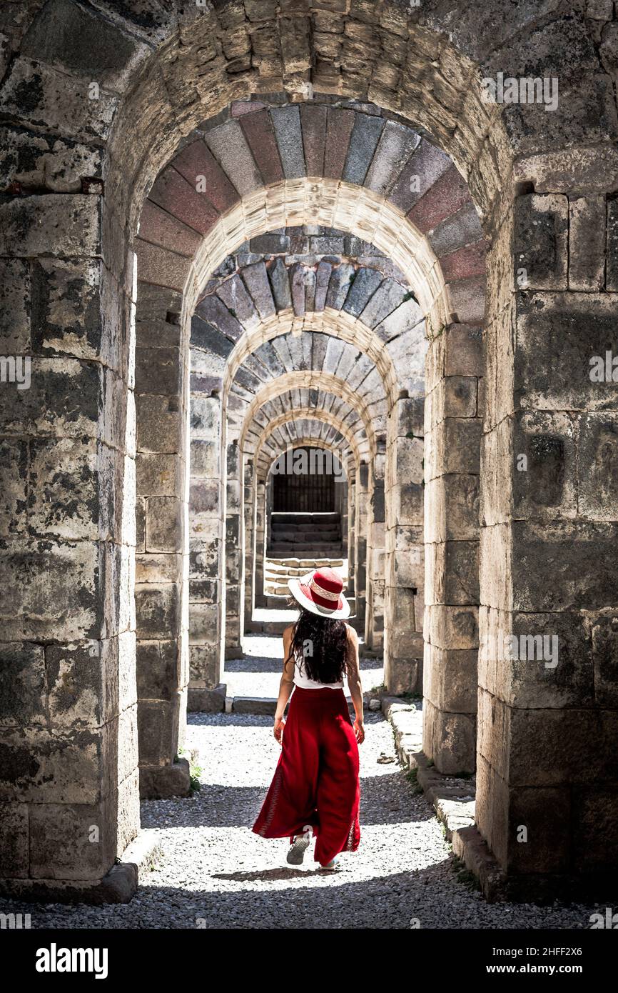 Bergama, Izmir, Turkey - July 22 2017: Pergamon Acropolis ruins ...
