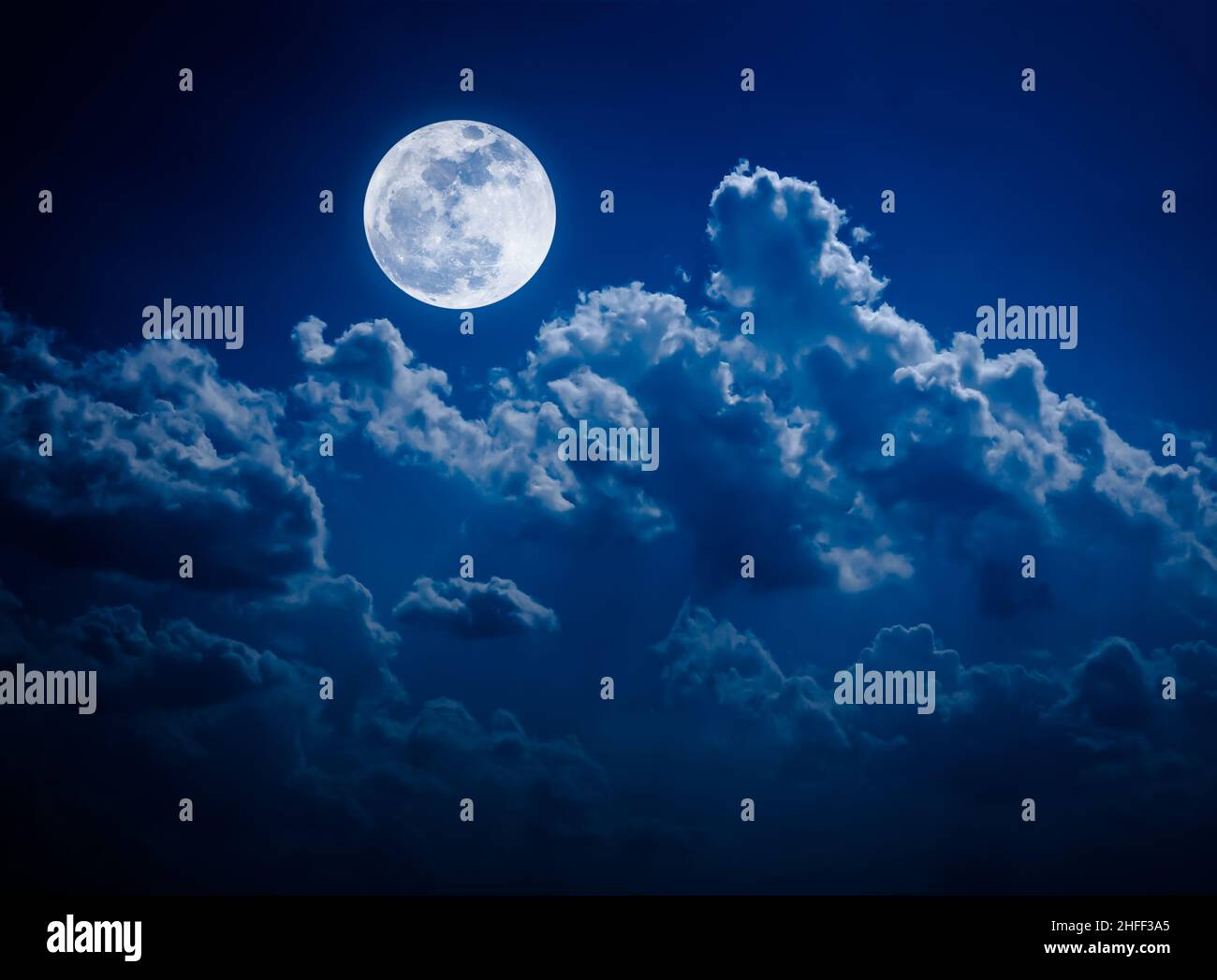 Beautiful vivid skyscape. Landscape of night sky with bright full moon ...