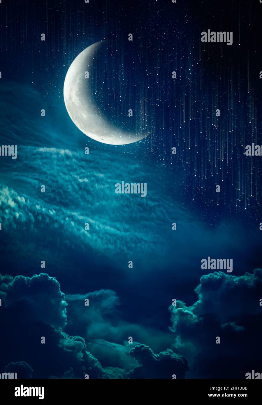 Photo Manipulation. Beautiful colorful skyscape with many stars and ...